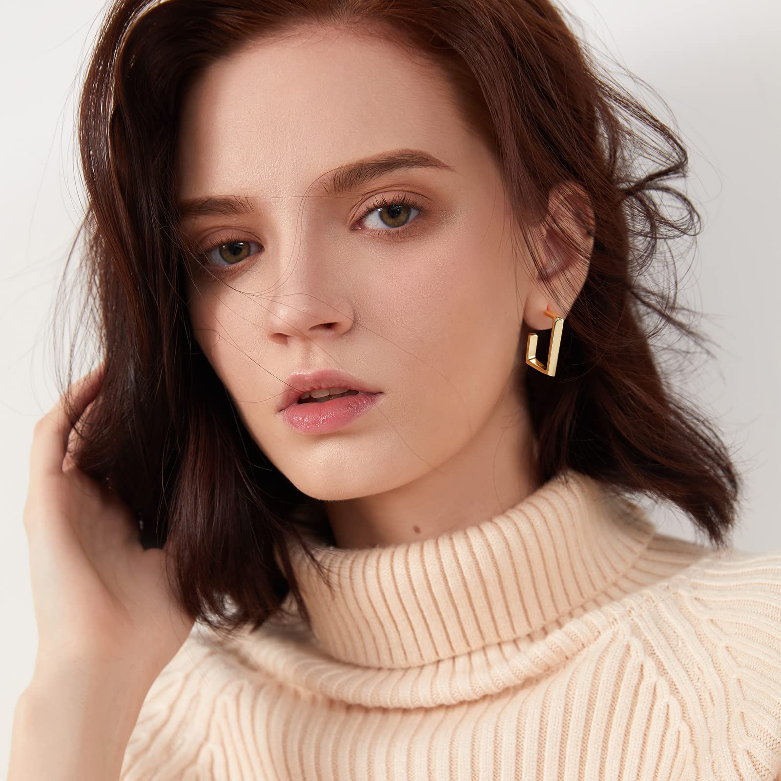 Pearl Earrings Studs 16K Gold Plated Multi-Wearing Pearl Pendants 925 Sterling Silver Needle Double Sided Earring for Women