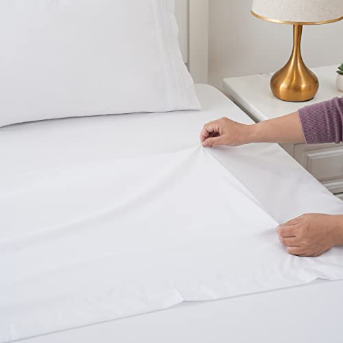 Yastouay Sheet Set, 4 Pcs Ultra Soft Bed Sheets Deep Pocket Bedding Sheets & Pillowcases Wrinkle Stain Resistant (White, Queen)