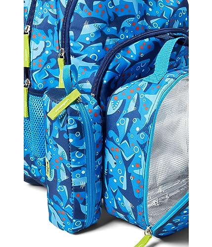 Western Chief Multi Compartment Backpack Bundle w/Lunch Box & Pencil Pouch Sharks One Size