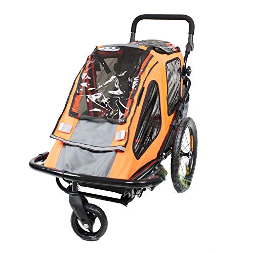 JXS 2 Seat Kids Bike Trailer - Behind Bicycle Stroller - Aluminum Alloy Frame - 115 X 65 X 93Cm