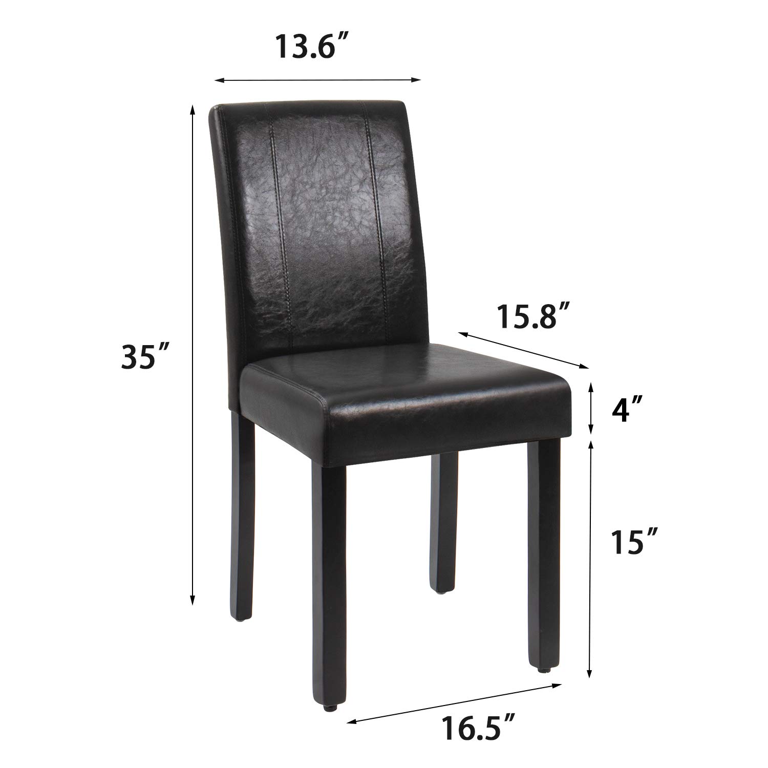 JUMMICO Dining Chair PU Leather Living Room Chairs Modern Kitchen Armless Side Chair with Solid Wood Legs Set of 4(Grey)