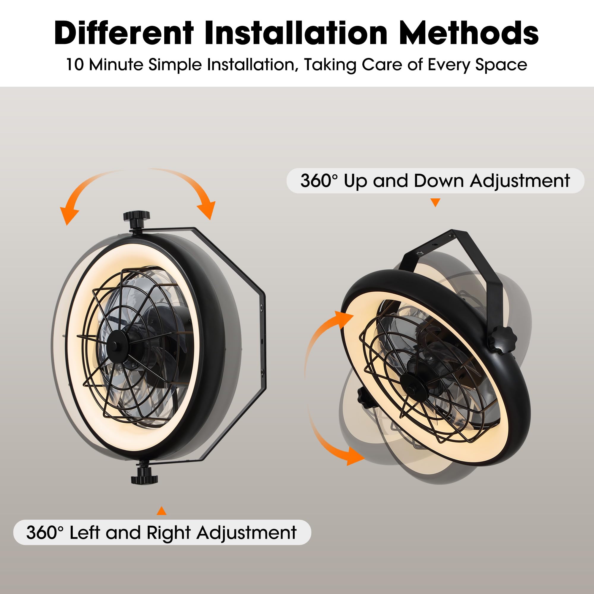 Wall Mount Fan 16" Wall Ceiling Fan with Lights and Remote, 6-Speed, LED Light, Timer, Industrial Wall Mounted Fan for Bedroom, Tool Room, Garage, Warehouse, Workshop, Covered Patios