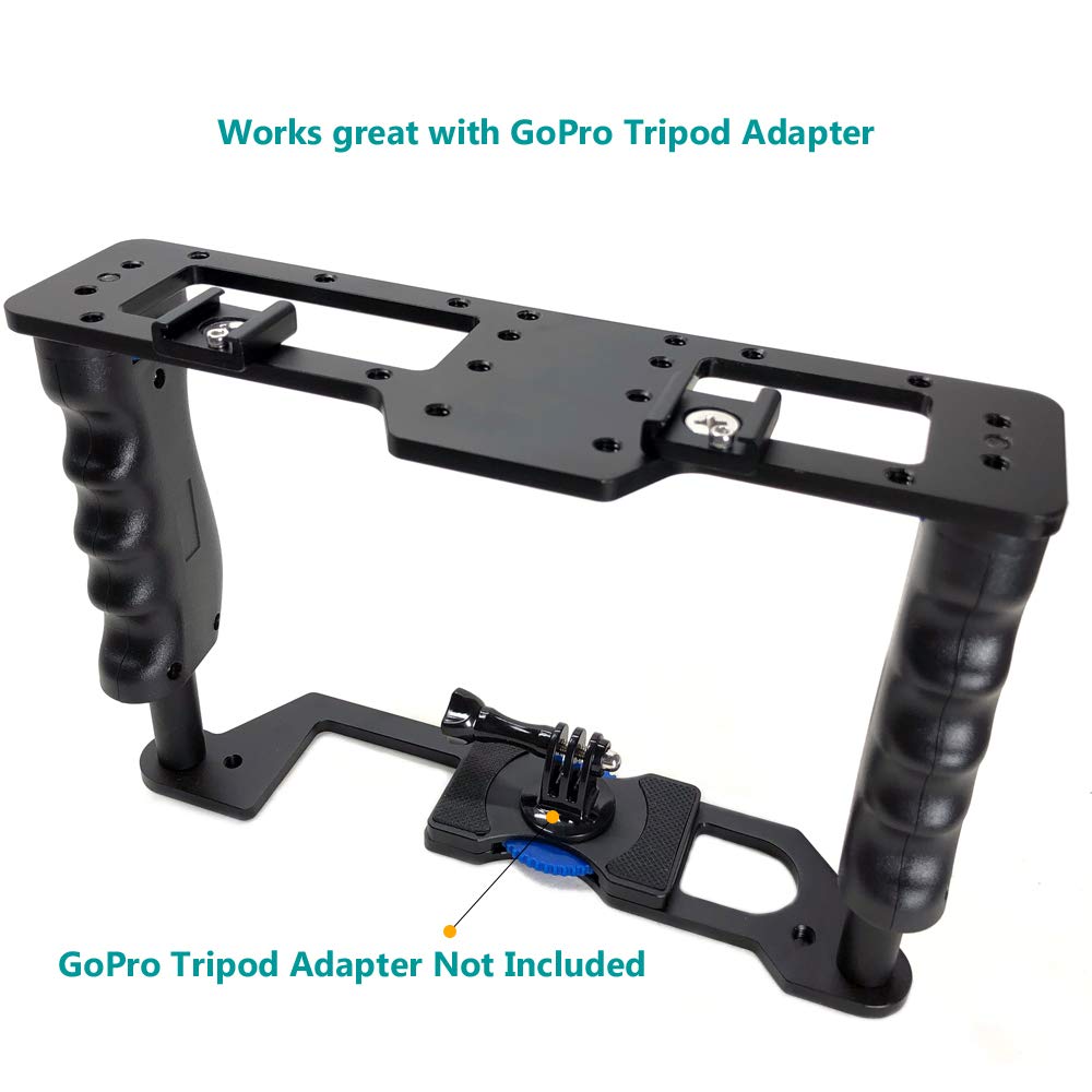 iShot Pro Universal Smartphone Premium Aluminum Video Rig Camera Tripod Mount Holder Stabilizer Handle Cage - Compatible with iPhone Samsung Android Google Sony GoPro Camcorder DSLR LED Mic and More