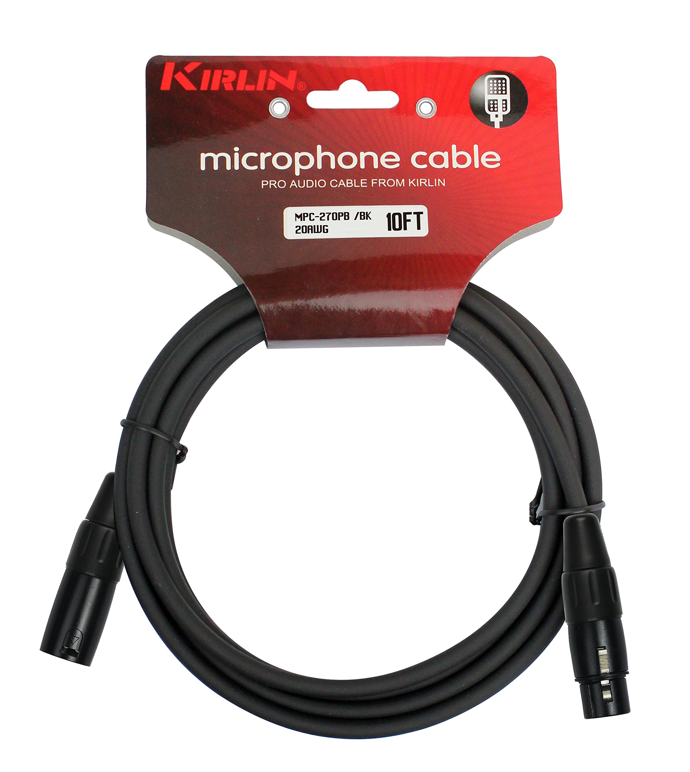 KIRLIN Cable MPC Microphone Cable, XLR, Black, 10FT (MPC-270PB-10/BK)