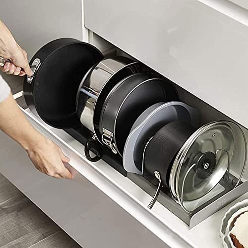 JYARZ Space Saving Dish Rack Retractable Pot Lid Rack Stainless Steel Spoon Holder Cooking Dish Drainer Drying Rack Kitchen Organizer Pan Cover Stand Dish Drying Rack
