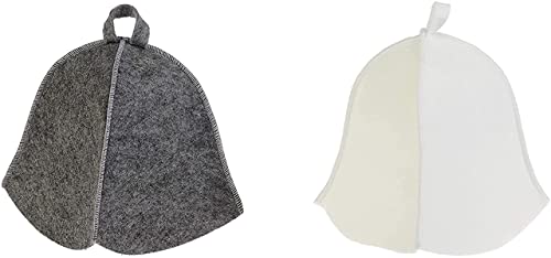 Sauna hat 2pcs, Russian Bath hat, Hat for Sauna, Sauna hat for Men, Sauna hat for Women, Wool 100%, Russian Sauna hat, Bath Accessories for Sauna on The Street Steam Room Made in Ukraine Grey, White