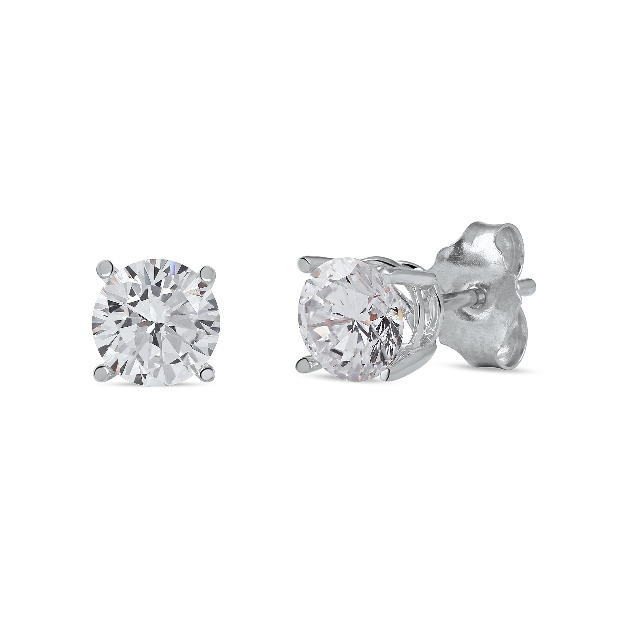 IGI Certified 10k White Gold 0.10ct to 2ct Round Diamond Stud Earring for Women by Diamond Hub (H-I, I2-I3)
