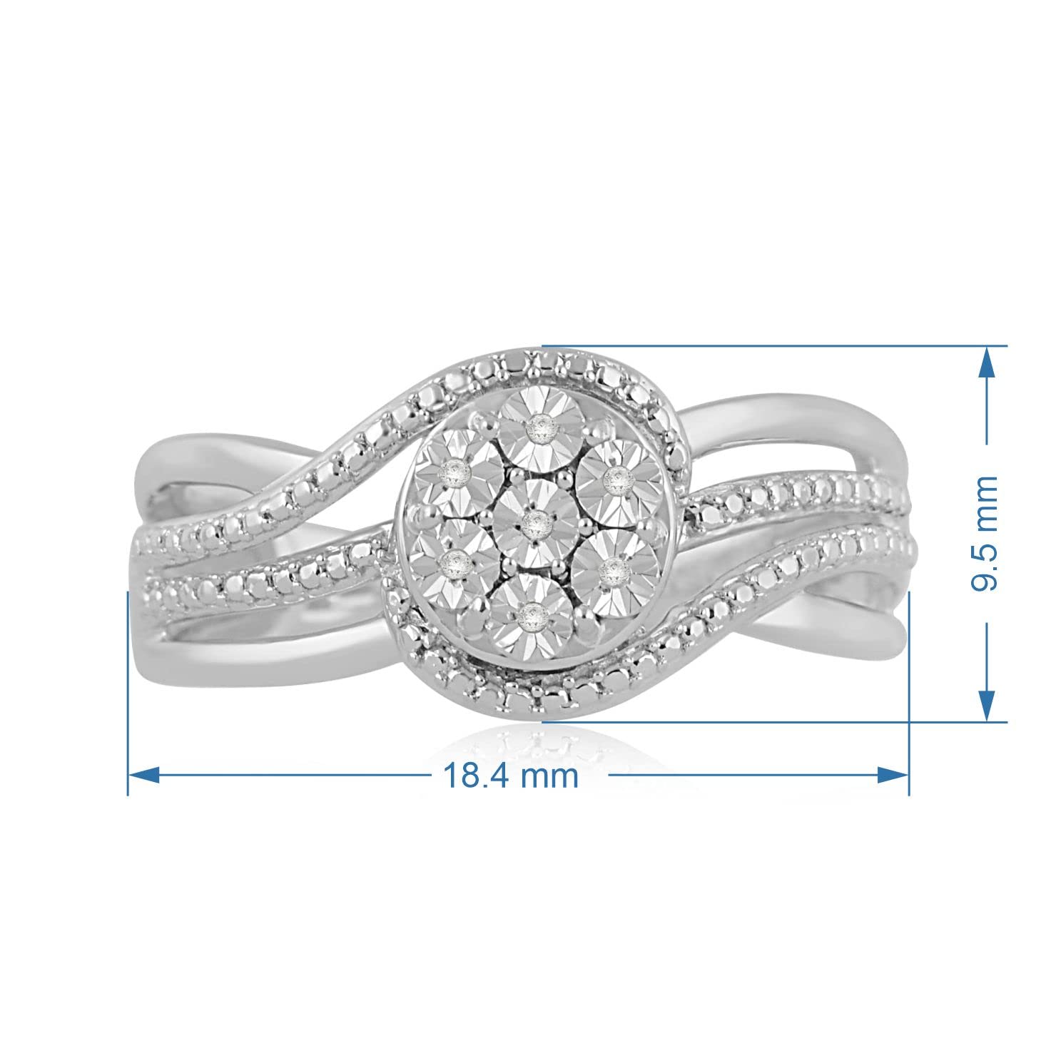 Jewelili Sterling Silver Natural White Round Diamonds Ring, Size 7
