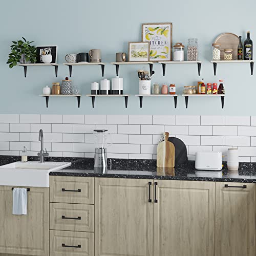Wallniture Arras Floating Shelves for Wall Decor, Bookshelf Living Room Decor Kitchen Organization, Hallway & Office Decor Wall Shelves for Bedroom Natural Board Set of 9