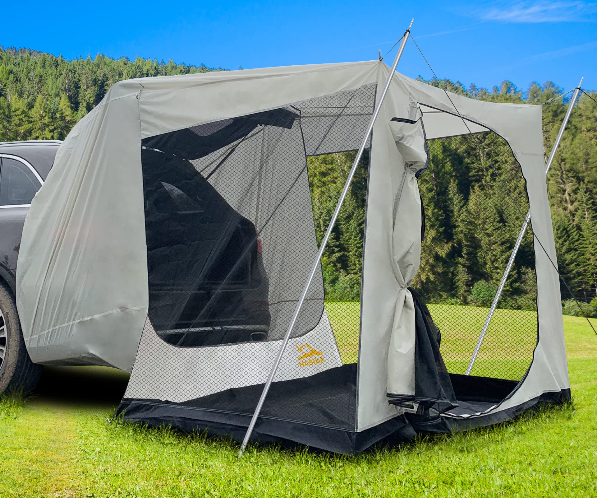 Poles Included Car Screen Tent Universal SUV Tailgate Netting Room with Floor for Hatchback Van Ultralight Portable Camping Accessories