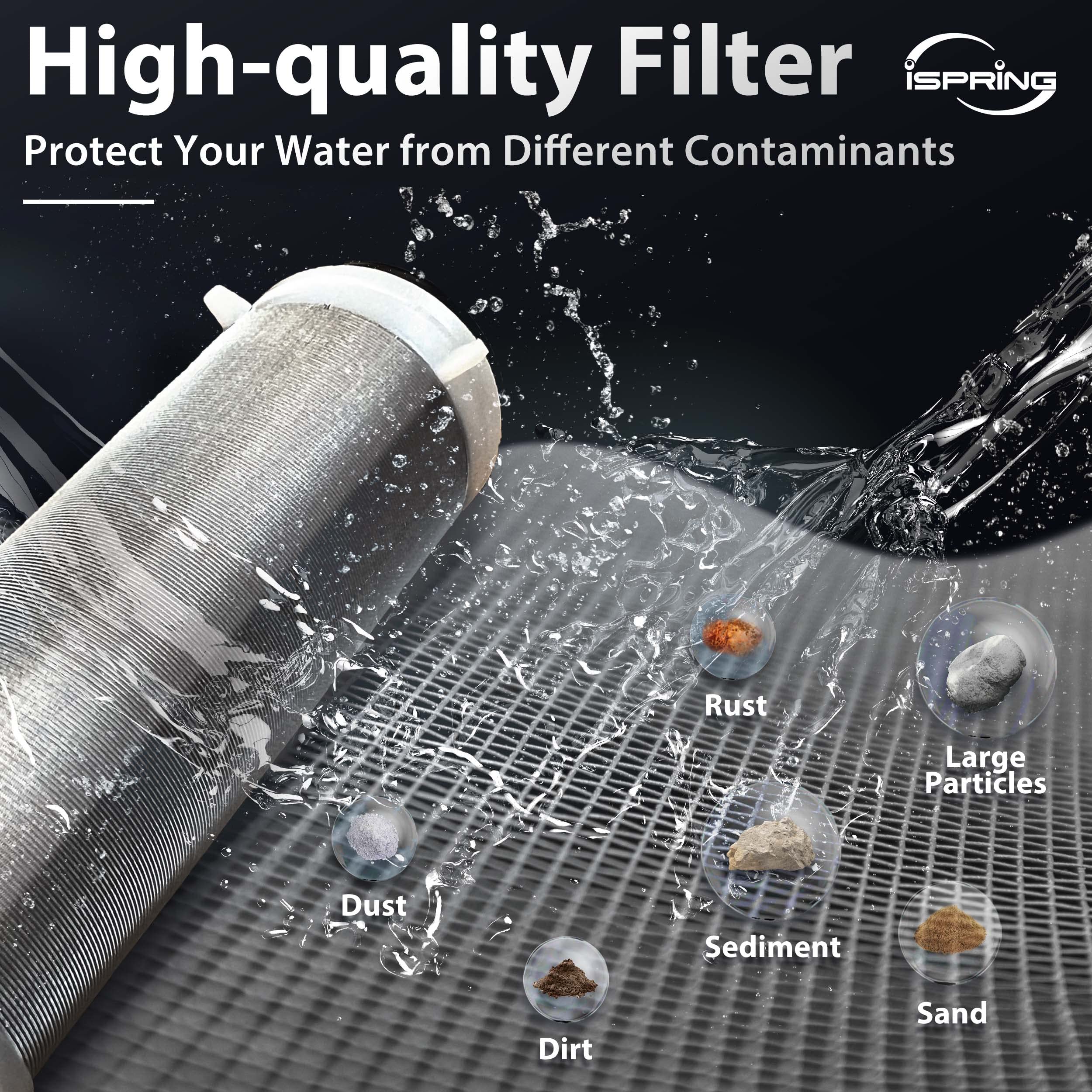iSpring WSP-1000 Reusable Whole House Spin Down Sediment Water Filter, 1000 Micron, Flushable Prefilter Filtration, 20GPM, 1" MNPT + 3/4" FNPT, Brass