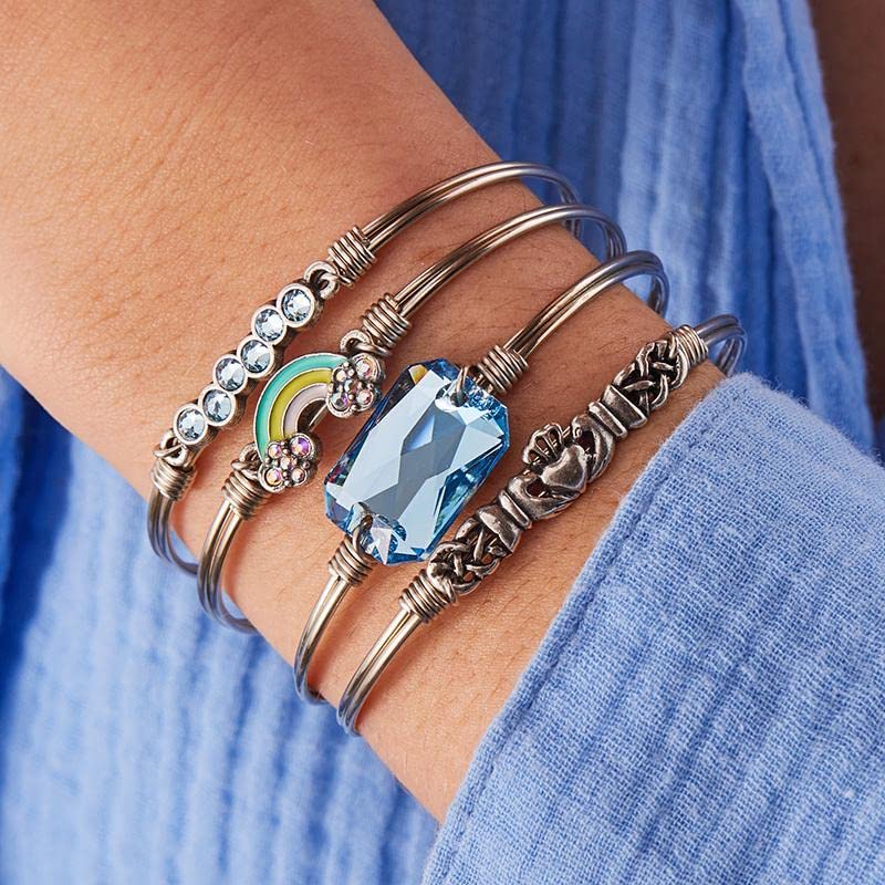 Luca + Danni March Starlight Bangle Bracelet For Women - Silver Tone Regular Size Made in USA