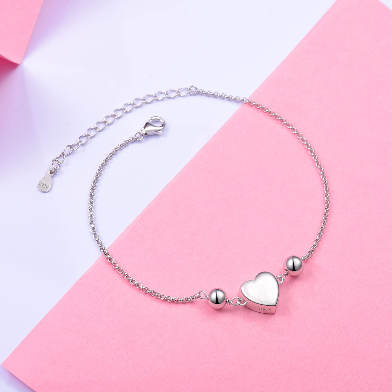 LOVECHO 925 Sterling Silver Cremation Jewelry for Ashes Urn Bangle Memorial Keepsake Cremation Bracelets for Women(Style 1)