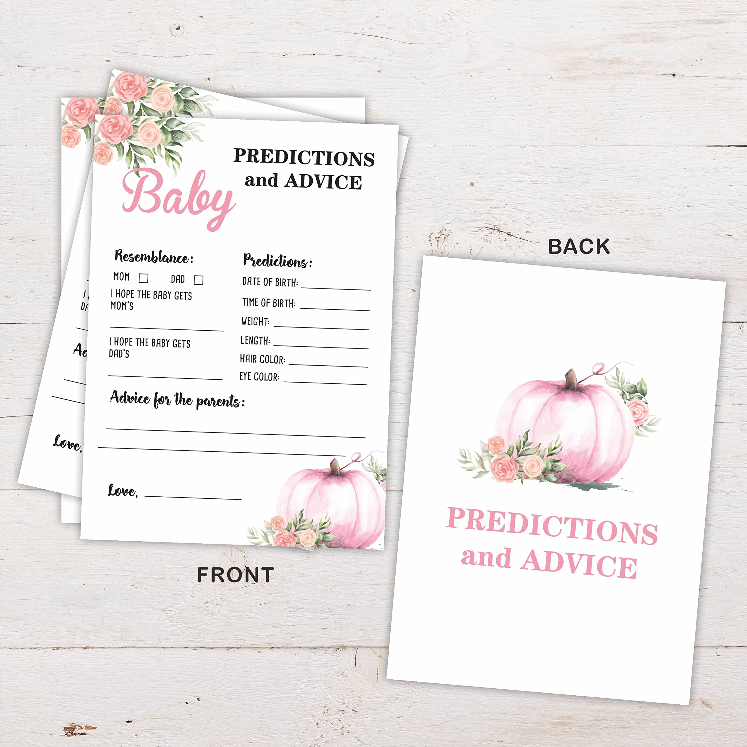 Pumpkin Themed Baby Shower Game Cards, Predictions and Advice double sided - 30 in pack (5 X 7 inches)-(BABYYX-010)