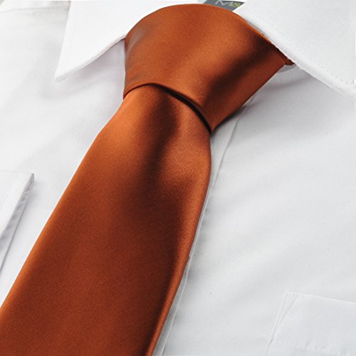 KissTies 2.4'' Rust Skinny Tie Burnt Orange Necktie Wedding Ties + Gift Box