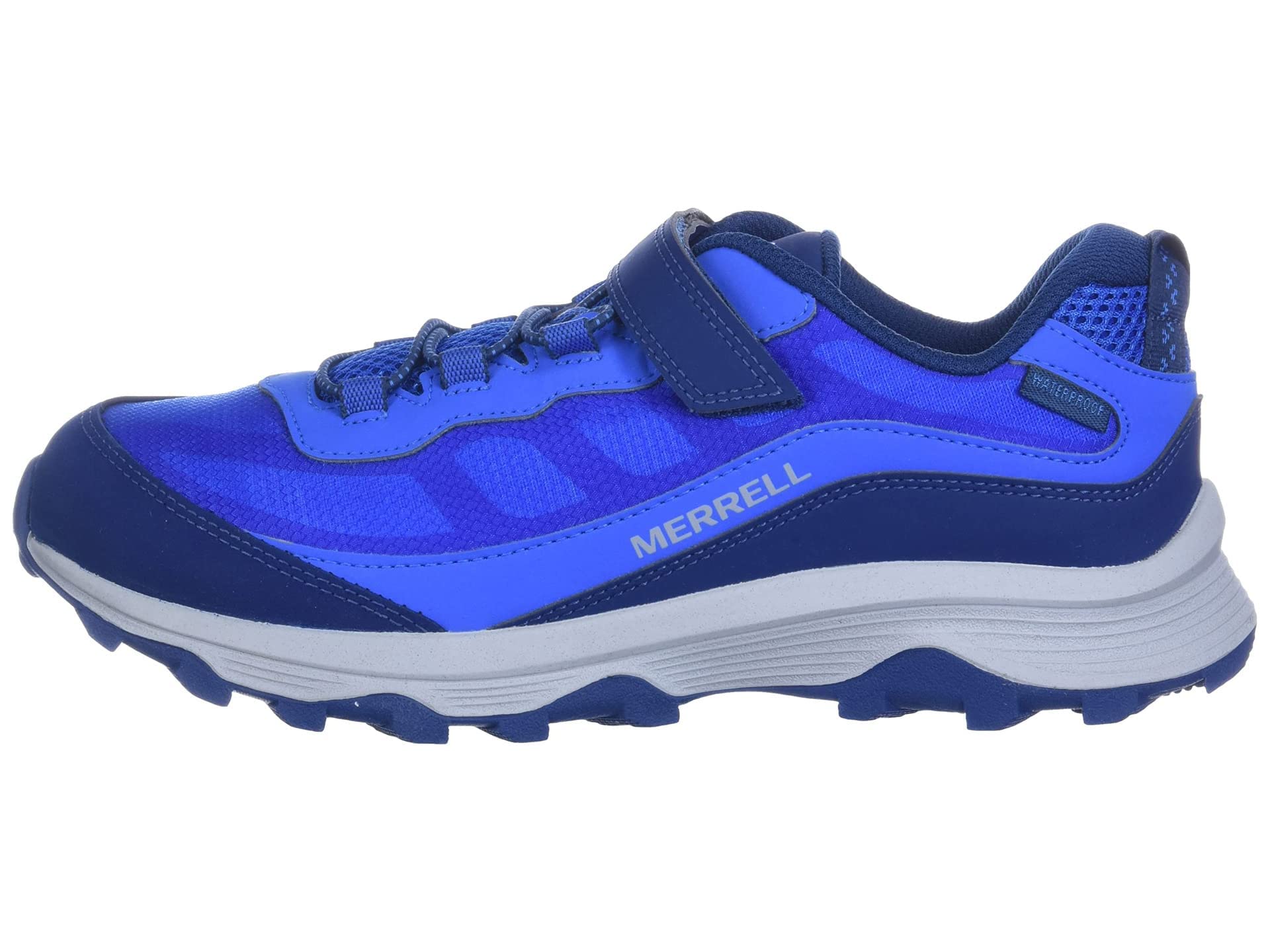 Merrell Moab Speed Low Alternative Closure Waterproof Hiking Sneaker, Blue, 4.5 US Unisex Big Kid
