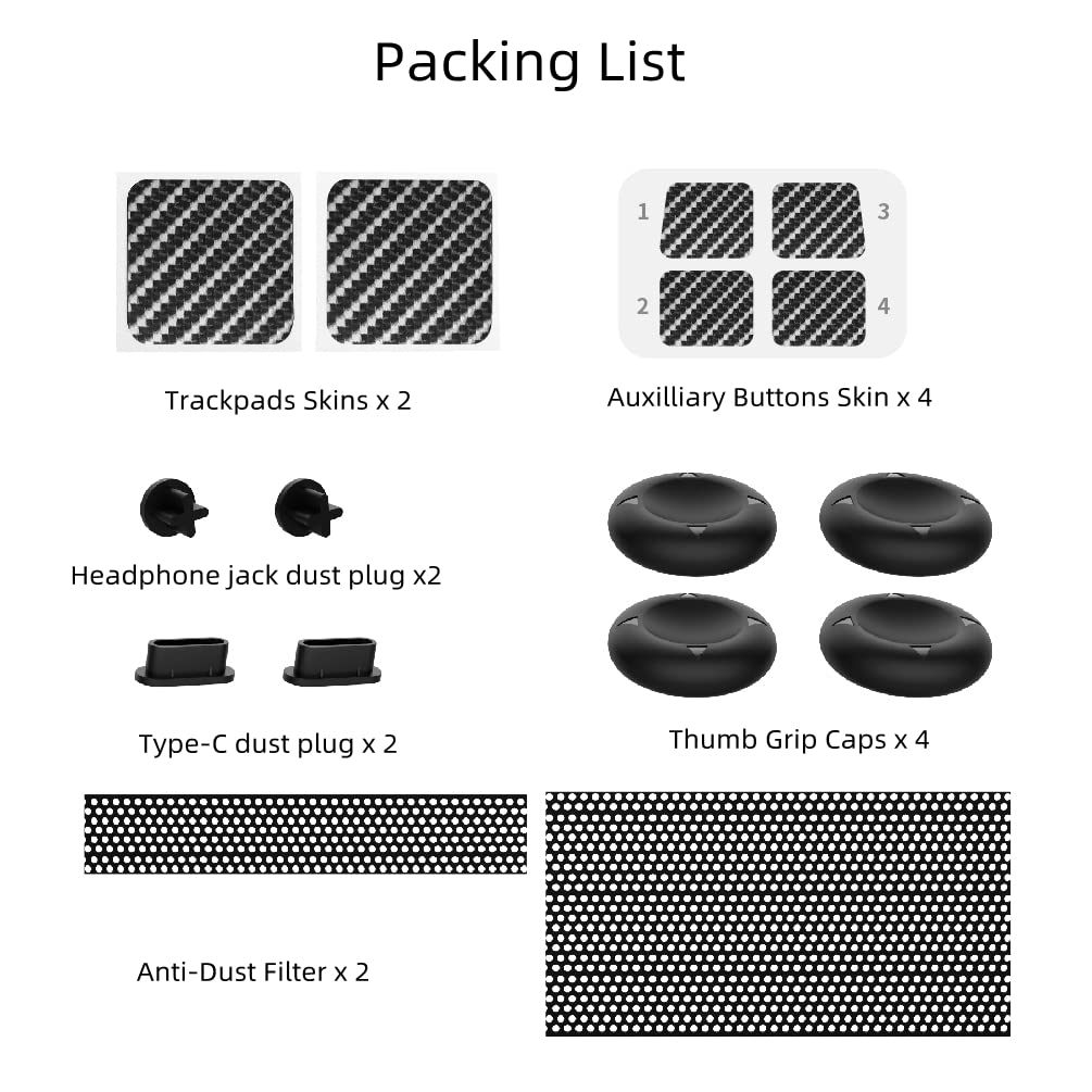 Protect Skin Set for Valve Steam Deck, TGDPLUE Deck Steam Accessories with Touchpads Skins, Auxilliary Buttons Skin, Vent Dust Filter Cover, 4 Thump Grip Caps, Rubber Dust Plugs