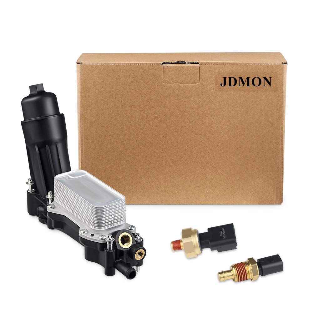 JDMON Compatible with Engine Oil Cooler Filter Adapter Housing Assembly Dodge Ram Jeep 3.6L V6 Chrysler 2014-2018 Oil Filter Housing & Cooler Assembly Replaces 68105583AF 68105583AE 68105583AA
