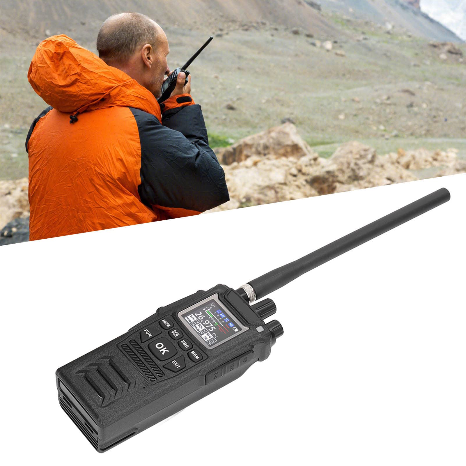 Marine Radio, Hand Held CB Radio High Sensitivity High Volume Clear Voice IP67 Waterproof for Boat (US Plug)
