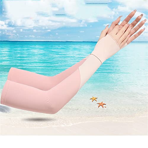 Men's and Women's Stitching Lengthened Outdoor Arm Guard Sleeve Ice Sleeve Summer Ice Silk Sleeve Sleeve (Color : A, Size : One Size)