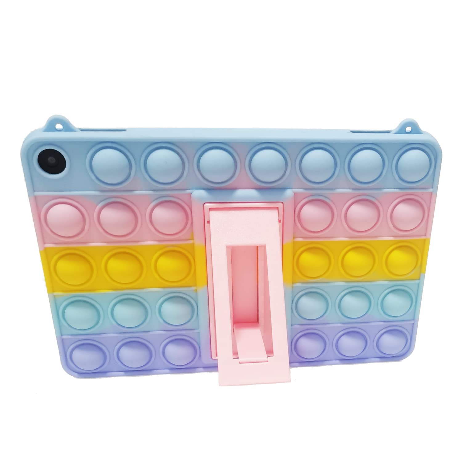 LUSTAM Dimple Pop it Case for Kindle Fire Tablet 8 and 8 Plus, Fidget Poppers Pop its Poppet Shockproof Foldable Kickstand Shoulder Strap Kids Friendly Cover for Amazon Fire HD 8 and HD 8 Plus 2020
