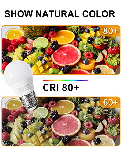 Warm White A15 Appliance Light Bulb, 40W Equivalent, 120V, 2700K, E26 Medium Base, LED Light Bulbs for Refrigerator, Fridge, Freezer, Stove Hood, Range Hood, Waterproof, Shatterproof, Not Dimmable