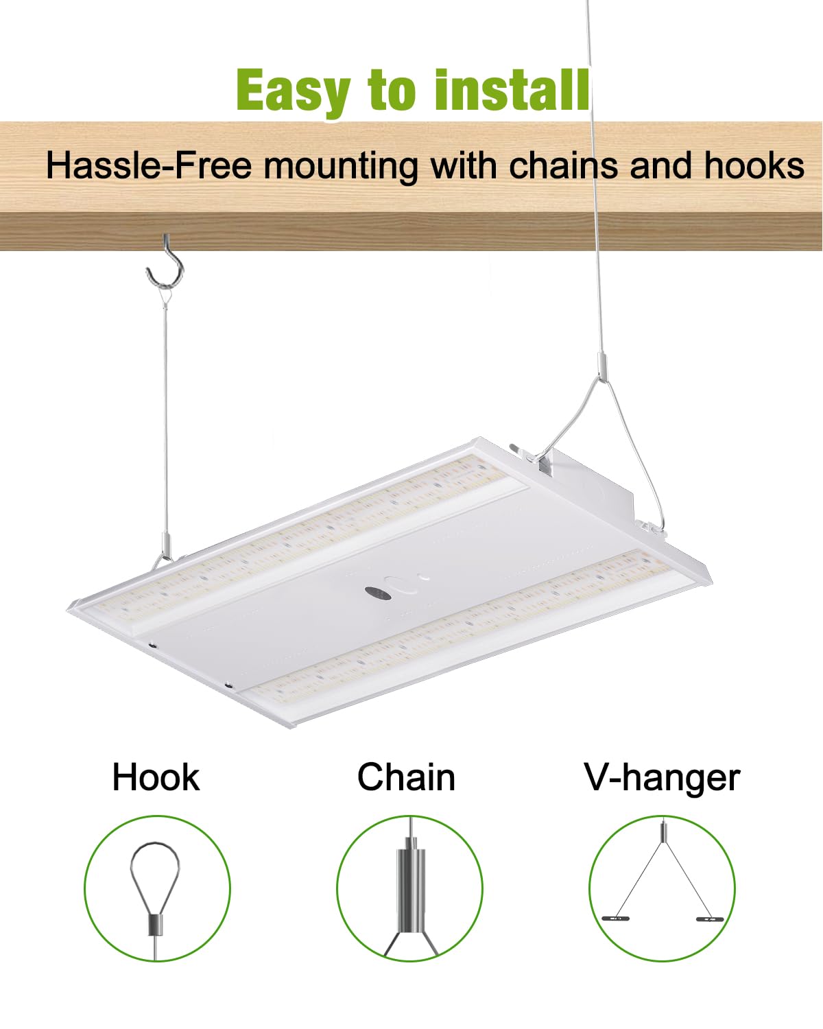 YXL LED Linear High Bay Shop Light, 300W 45000LM LED Linear High Bay Light Compatible with 120-277V, LED High Bay Light for Shop Garage Warehouse, UL Complied, 4 Pack