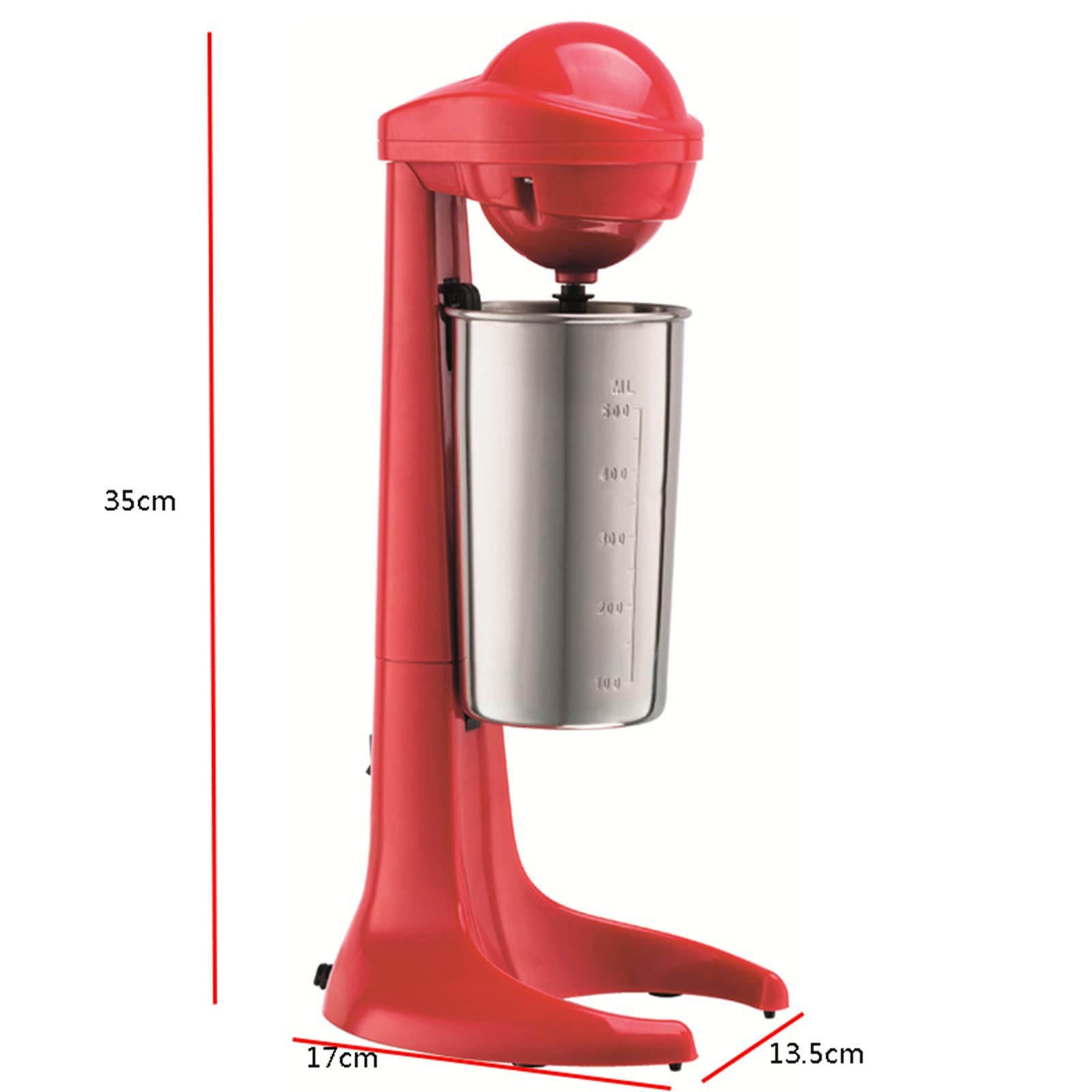 YETINGSHOP Milkshake Maker, 100W 23000RPM Electric Milkshake Maker Machine, Single Head Drink Mixer for Milkshake Mixed Drink Household, 500ml Cup, 2 Speed Adjustable, Red