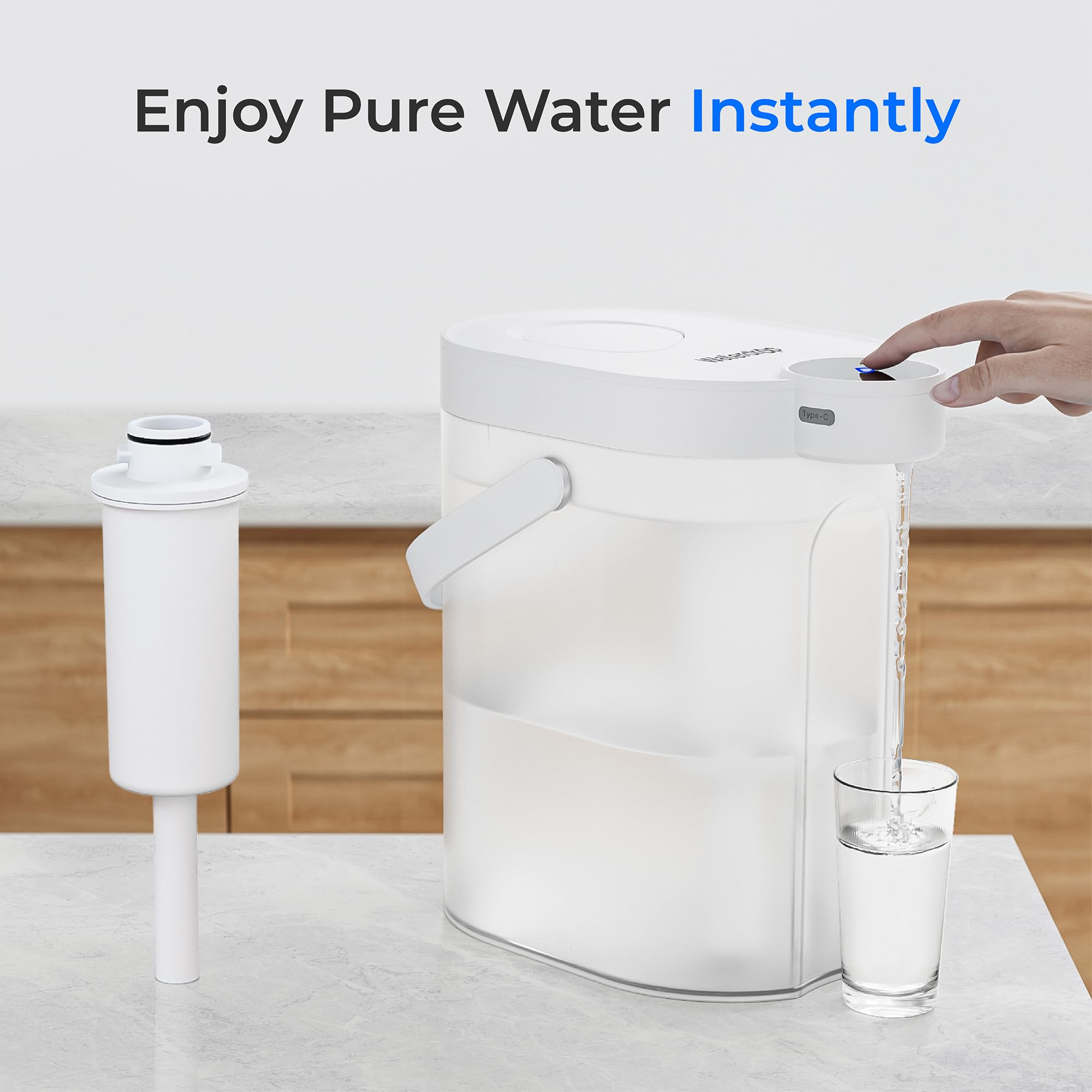 Waterdrop WD-EWFS Replacement Filters for Waterdrop FreshTaste Rechargeable Electric Pitcher ππ-ππππ, 2 Months or 40 Gallons, Reduce Chlorine, Lead, Copper, Purify, Soften Water, 3 Filters