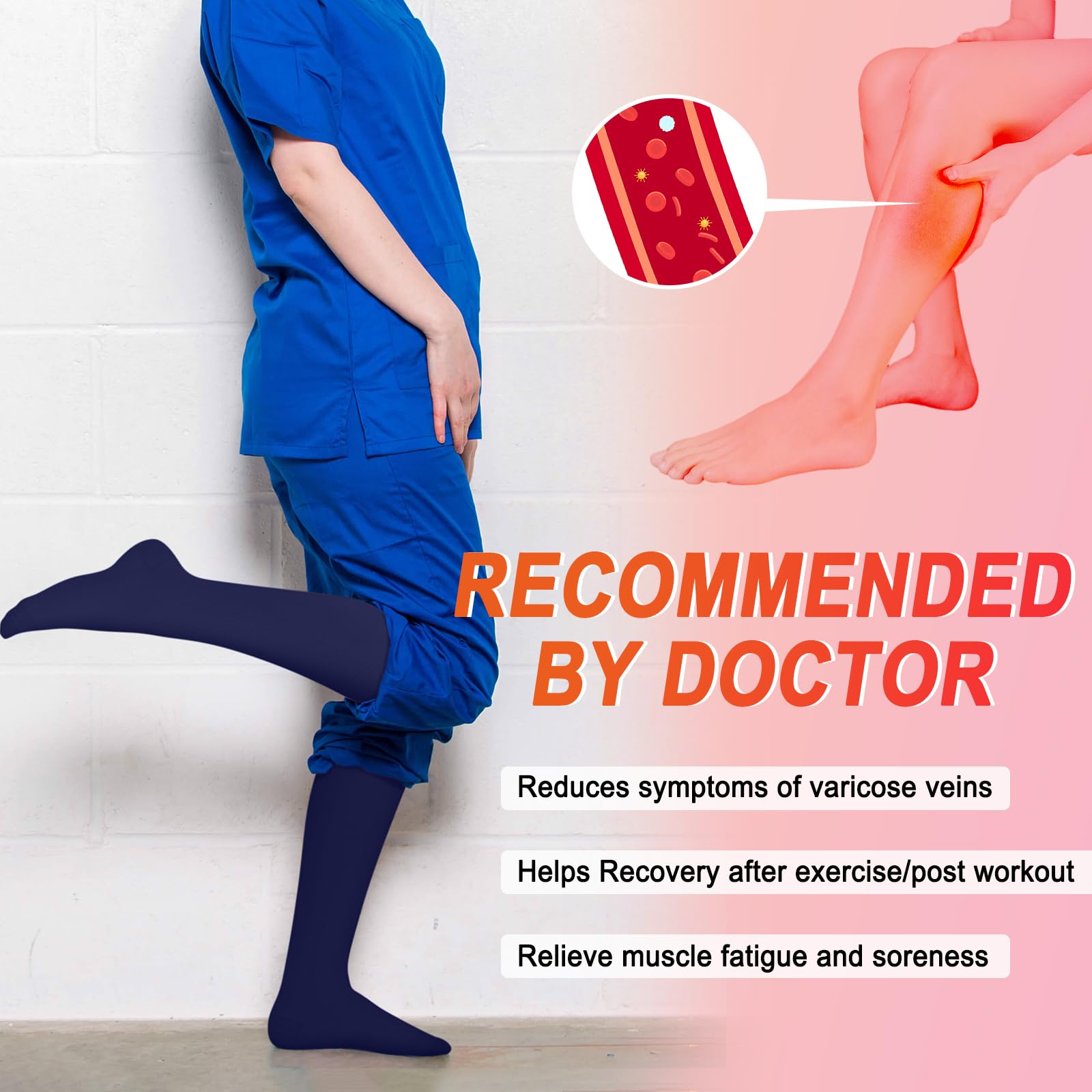 Iseasoo 4 Pairs Compression Socks for Women Men Circulation-Best Support for Nurses,Running,Athletic,Travel L-XL
