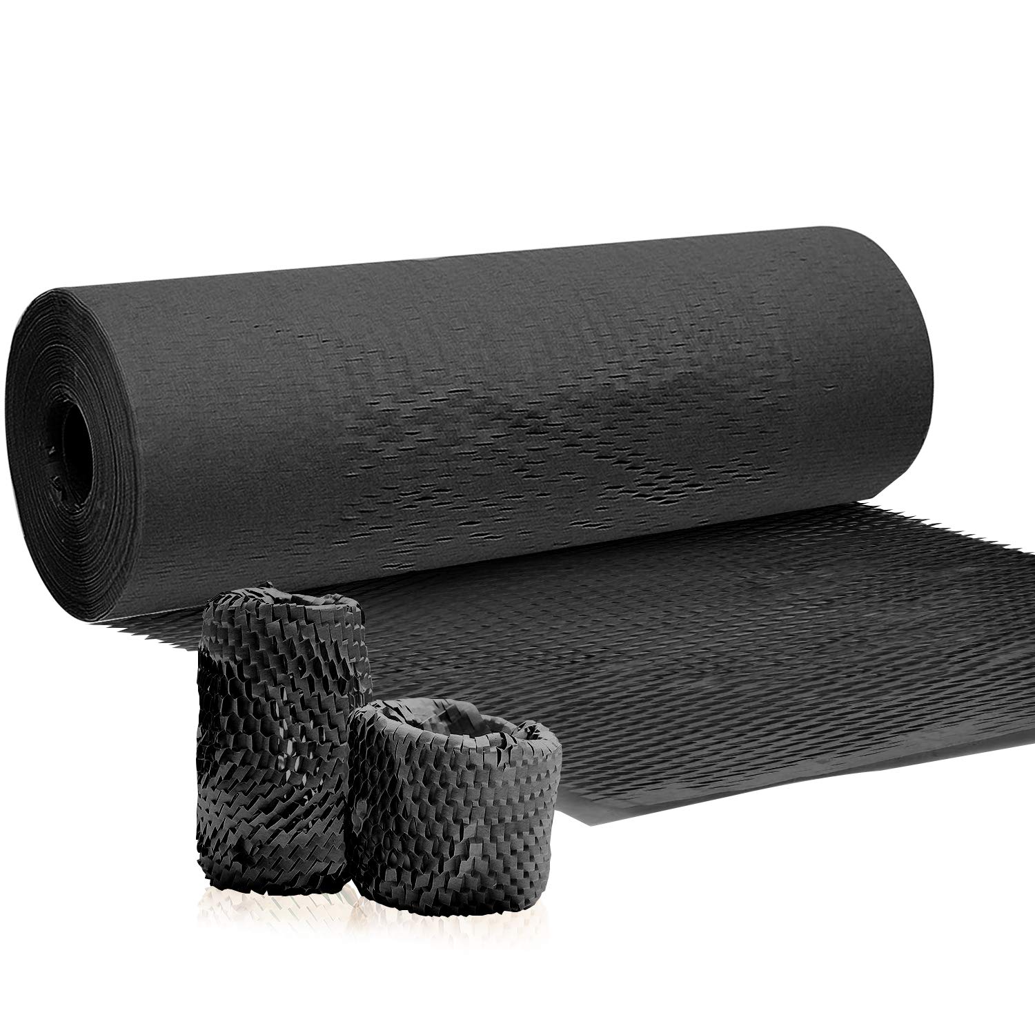 Honeycomb Packing Paper, 12" x 131' Honeycomb Cushioning Wrap Roll Recyclable Wrapping Paper Eco-friendly Packaging Paper Kraft Paper Bubble Paper Wrap for Packing, Moving, Shipping (Black)