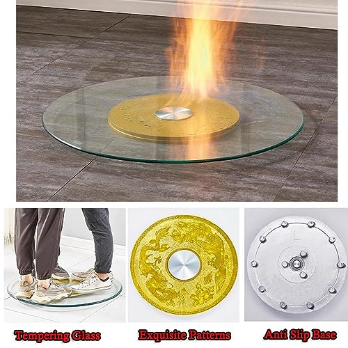 Lazy Susan Glass Turntable, 8mm Transparent Rotating Serving Tray, Heavy Duty Swivel Tray for Kitchen Dining Table (Color : Clear, Size : 90cm/35in)