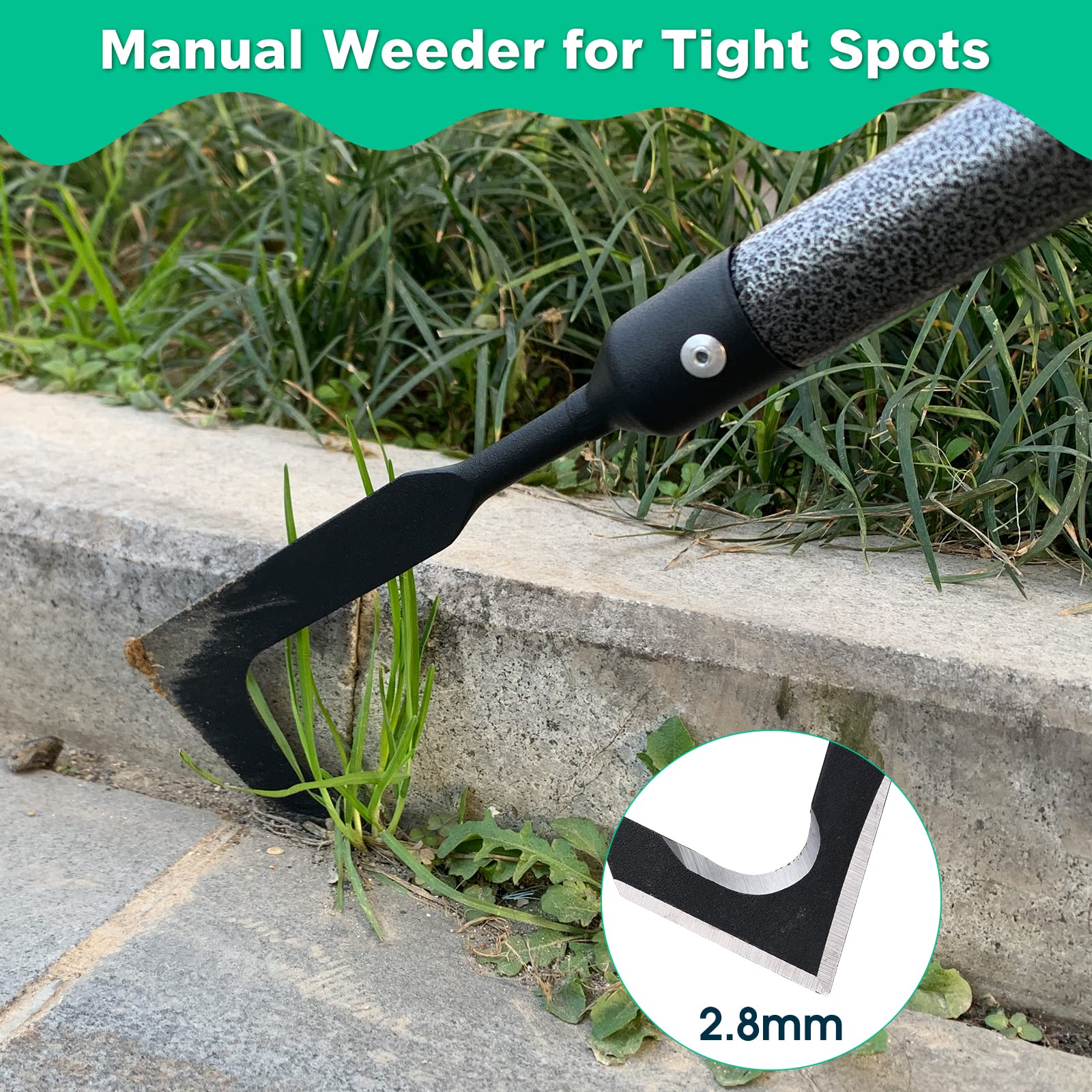 Lilyvane Crack Weeder, Manual Crevice Weeding Tool Weed Puller with 29β Handle for Sidewalk Paver Deck Boards, Crack Weeder Crevice Weeding Tool Metal Handle