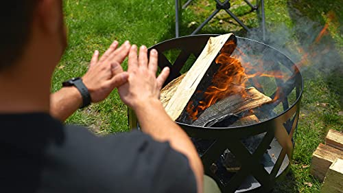 OXG Diamond Design Round Fire Pit - Black 23" Diameter 11 Gauge Steel USA Made No Assembly