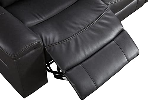 Signature Design by Ashley McAdoo Contemporary Faux Leather Tufted Reclining Power Sofa, Black