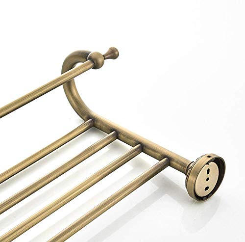Towel Rack,Antique Brass Towel Rail with Double Towel Shelf for Bathroom, Wall-Mounted Shower Shelf Organizer,Black ( Gold)