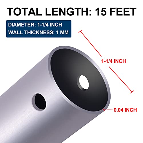 POOLAZA Pool Pole Dual-Handle, Anodized Aluminum Pool Skimmer Pole, Detachable & Telescopic Pool Pole (15Ft)