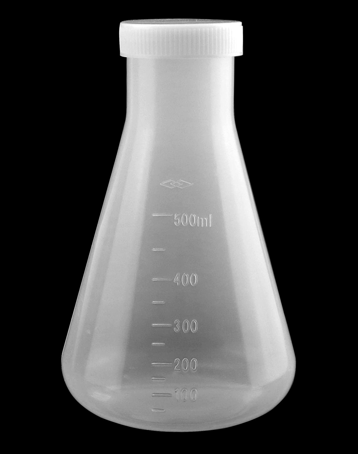 QWORK Erlenmeyer Flask, 2 Pcs 17oz / 500ml Narrow Neck with Screw Cap, Molded Scale, Autoclavable, White