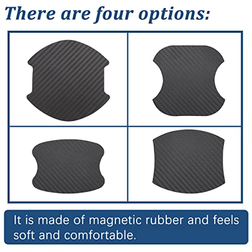 Seamaka 4Pcs Carbon Car Door Handle Cup Protector,Removable Magnetic Car Door Handle Protector, Universal Auto Door Door Handle Cups Protective Pad O-002