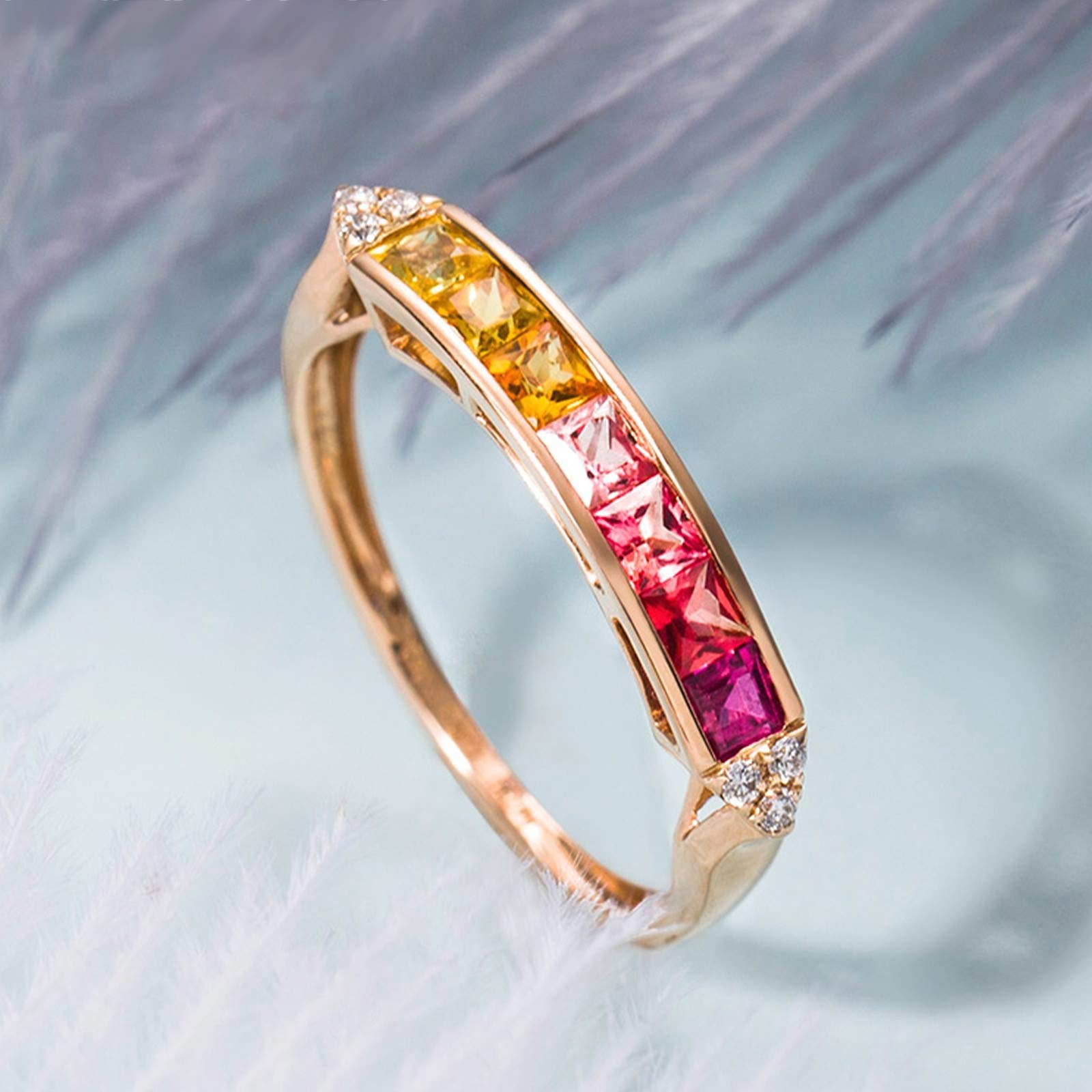 KnBoB Women Rectangle Square Shape 0.892ct Sapphire Ring 18K Gold Promise Wedding Engagement Bridal Anniversary Ring Size 8.5