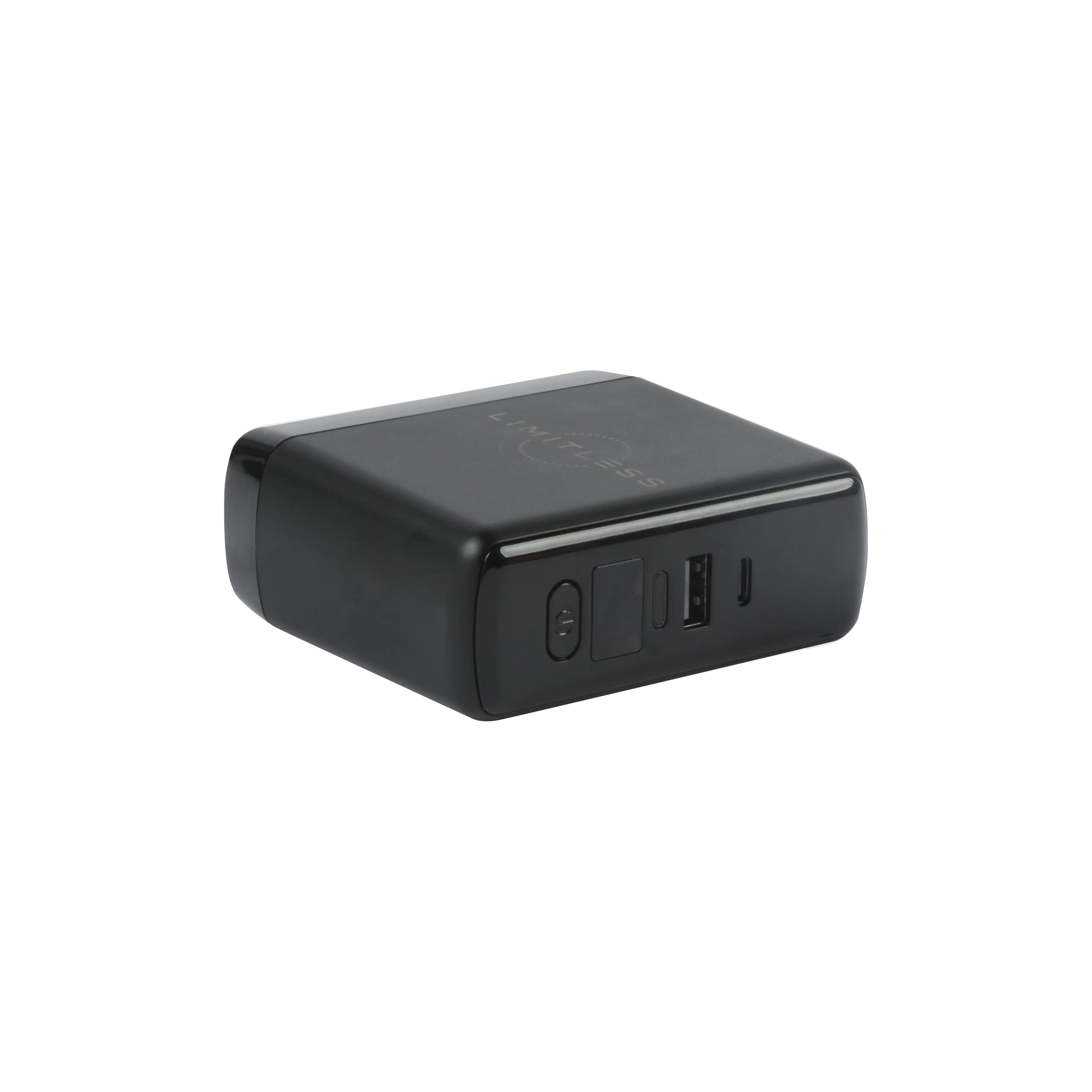 Limitless PowerPro Go 10,000mAh Power Bank 3-in-1 Wall Charger with Type-C Power Delivery, USB-A, & Qi Wireless Charging, Digital Display & Fast Charging for iPhone Android, Samsung (Black)