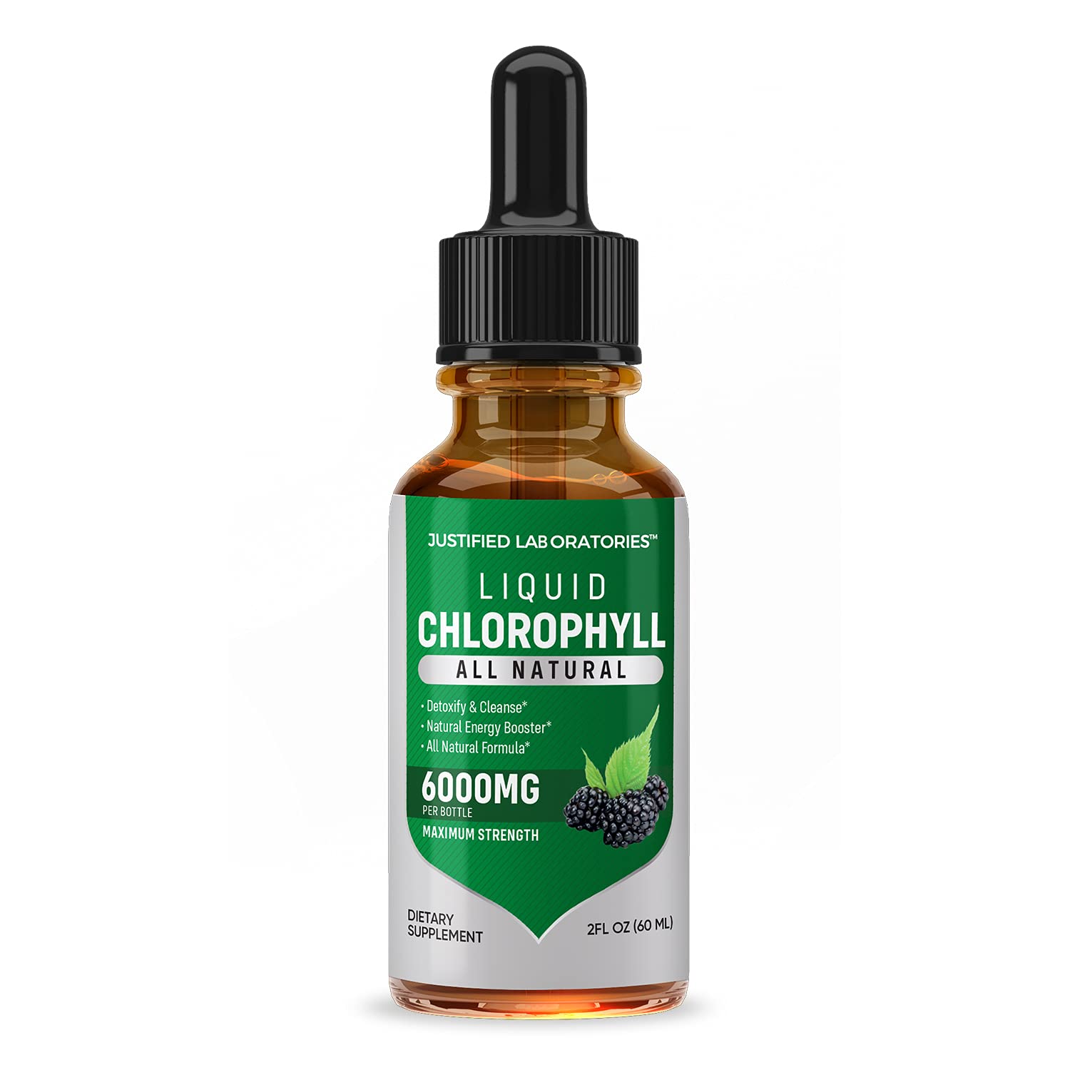 Justified Laboratories (3 Pack) Liquid Chlorophyll Drops 6000MG Maximum Strength Green Concentrate Blend Filled with Antioxidants Minerals and Vitamins 2 FL OZ