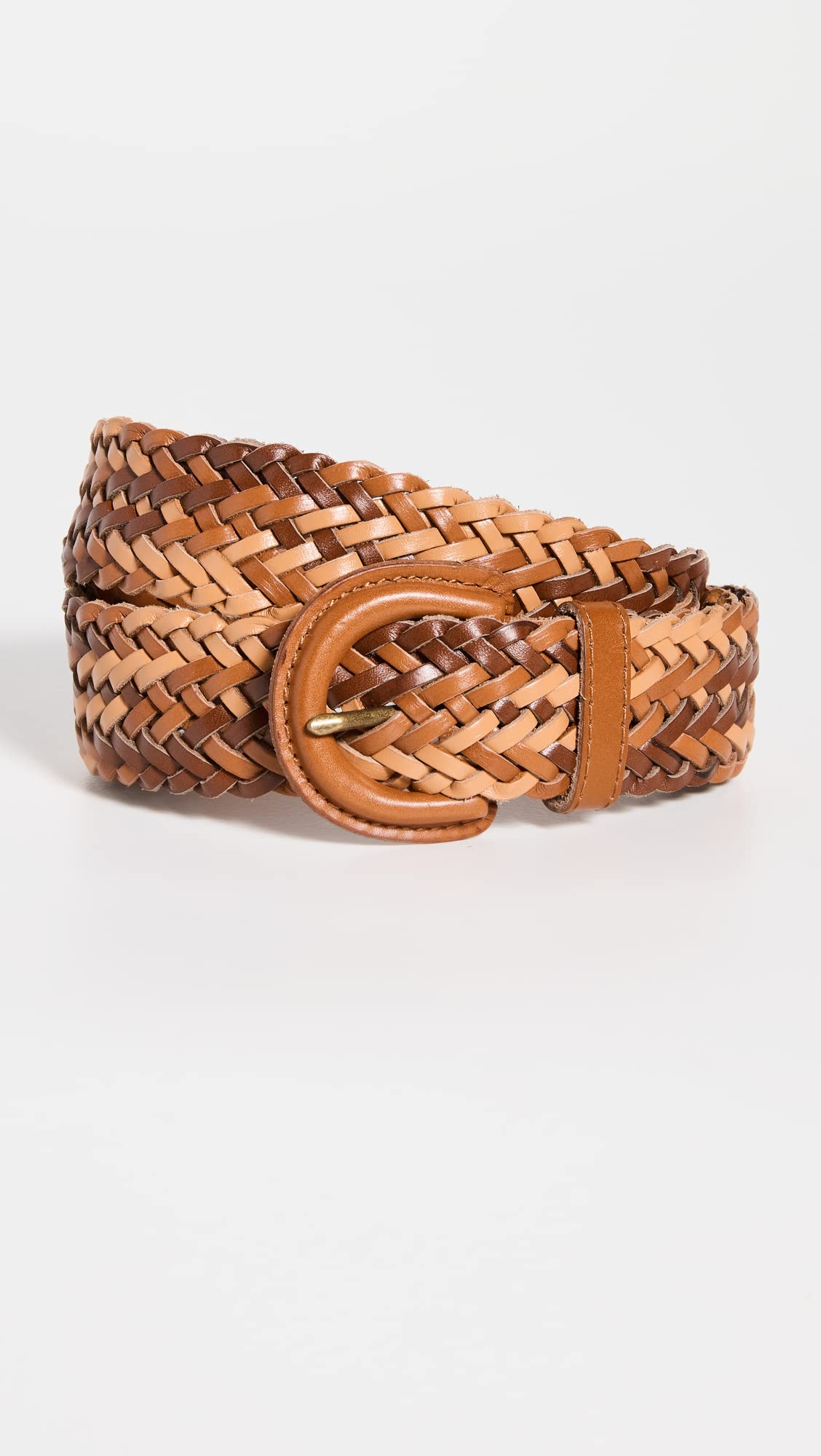 Madewell Women's Woven Leather Belt, Desert Camel Multi, M-L