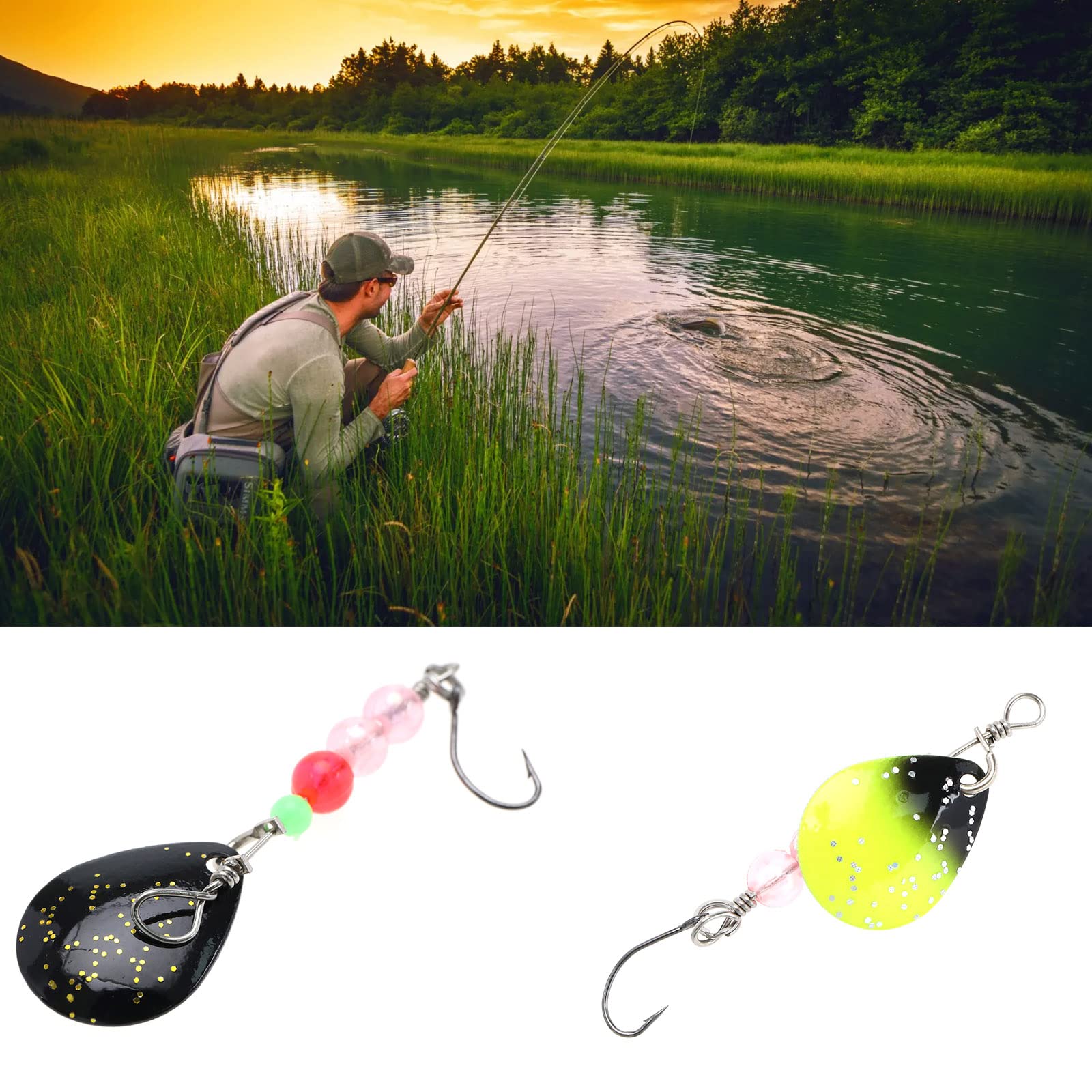 Micro Traders 5PCS Fishing Spoon Lures Sequins Hard Baits with Single Hook Tackle Artificial Bait Metal Fishing Gear Fishing Accessories for Trout Perch Pike