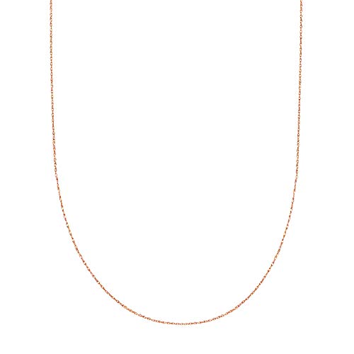 Jewelry Affairs 10k Rose Gold Rope Chain Necklace, 0.5mm, 18"