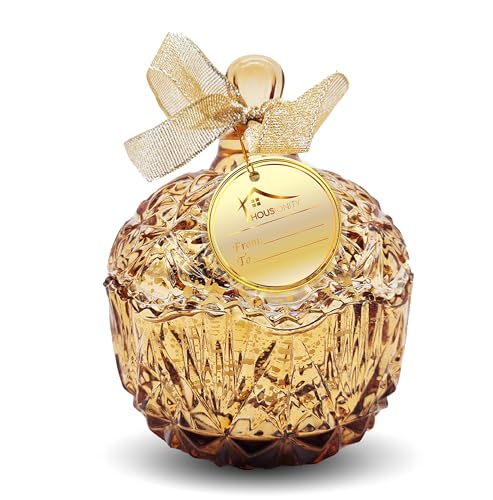 Housionity Elderflower Candle in Frosted Glass, Luxury Jar, Strong Scent, Long Duration, Ideal Gift for Valentine's or Women, Jewelry Candle, Designer Fragrance.