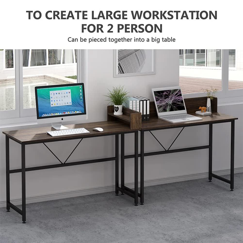 K-Musculo Umekesa L Shaped Desk Reversible Corner Computer Desk or 2 Person Table for Home Office Large Gaming Writing Workstation with Hutch, Space Saving, Rustic Walnut