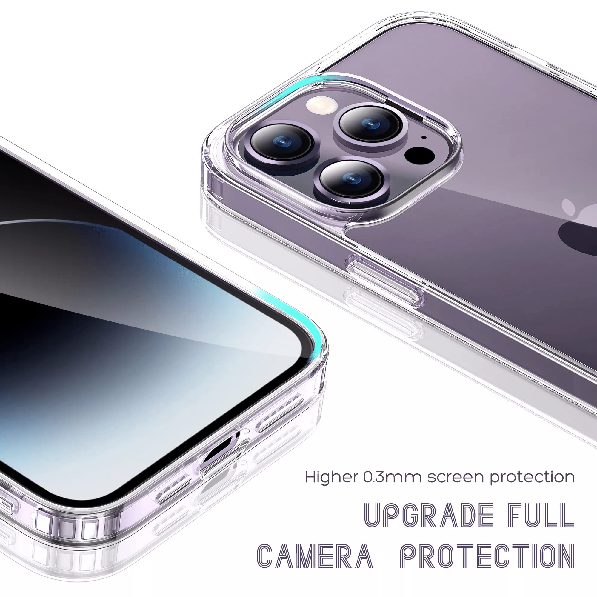 iPhone 14 Pro Clear Case. Transparent Hybrid Acrylic Protective Cover Phone Cases for iPhone 14 pro. Screen Size (6.1) iPhone Clear case