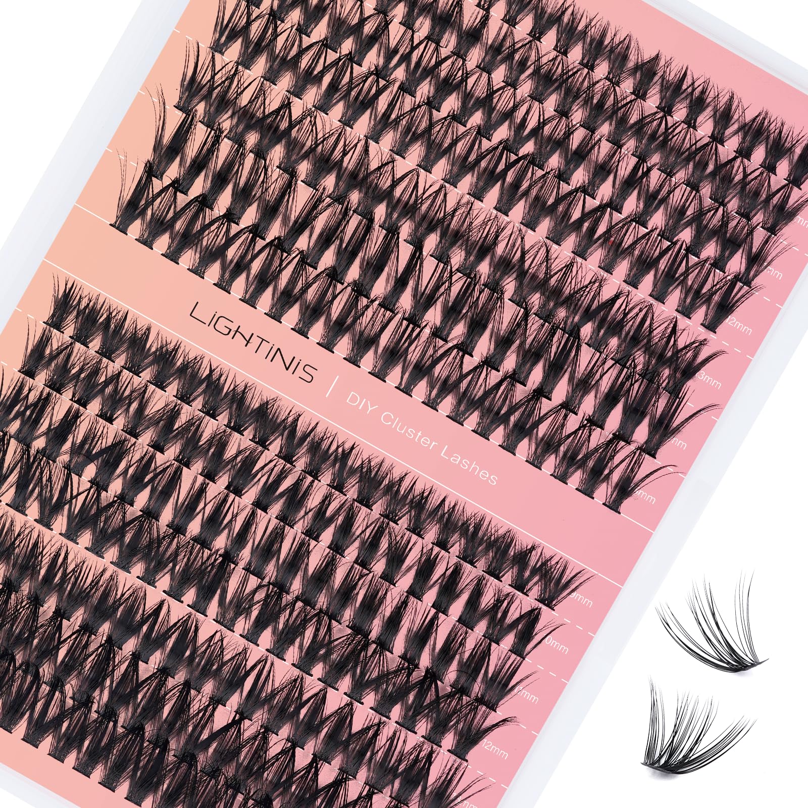LIGHTINIS Individual Lashes 280 PCS 30D+40D Large Tray DIY Lash Extension C Curl Lash Clusters 9-16mm Mixed Natural Eyelash Clusters Faux Mink Slik Cluster Lashes (30D+40D-C-MIX9-16mm)