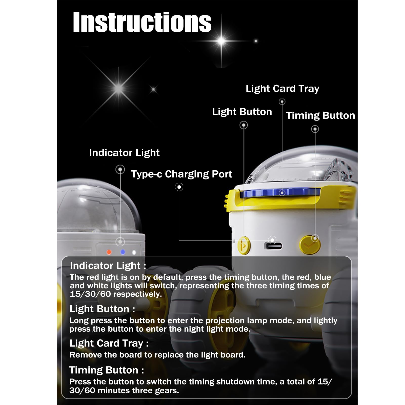 ITMIAYA Kids Night Light Projector Space Car Timing Function 4 Films 32 Patterns Cosmic Starry Sky/Cartoon Illustration/Holiday & Party/Adventure Story Birthday Gift Holiday Gift(Space Car)